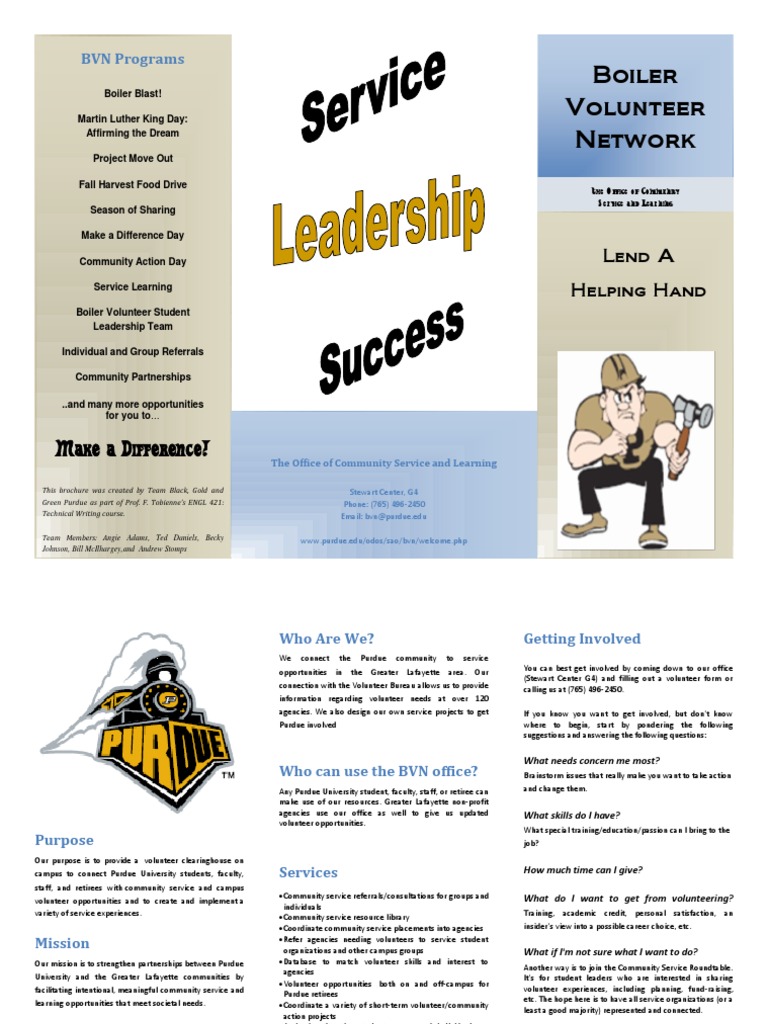Boiler Volunteer Network Brochure | Download Free PDF | Volunteering ...
