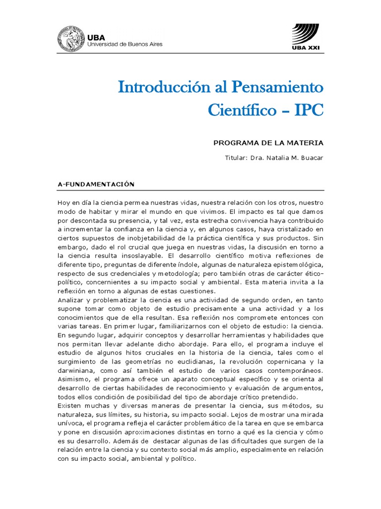 Programa IPC 1 2016 | PDF | Prueba (evaluación) | Science