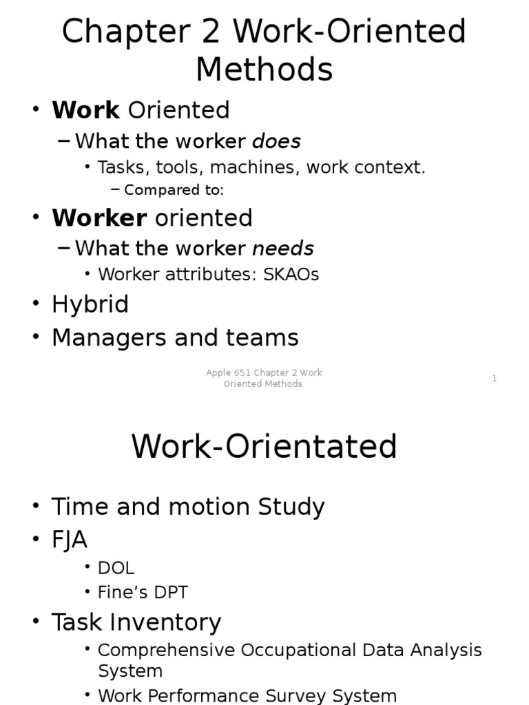 Chapter 2 Work-Oriented Methods | PDF | Behavioural Sciences | Cognition