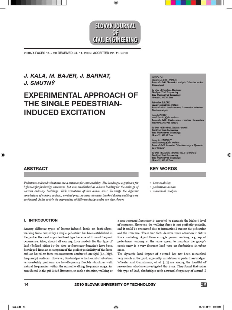Experimental Approach of The Single Pedestrian-Induced Excitation | PDF | Structural Load | Physics