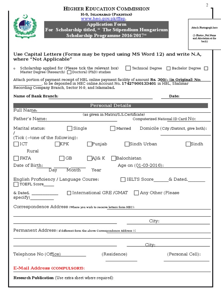 HEC Form Hungary | PDF | Doctor Of Philosophy | Master's Degree