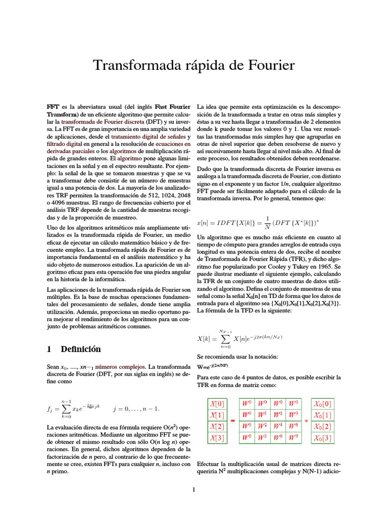 Transformada Rápida de Fourier | PDF | Transformada rápida de Fourier ...