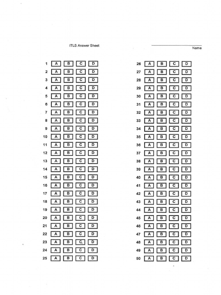 Answer Sheet (ITLS - Adv. & Basic) | PDF