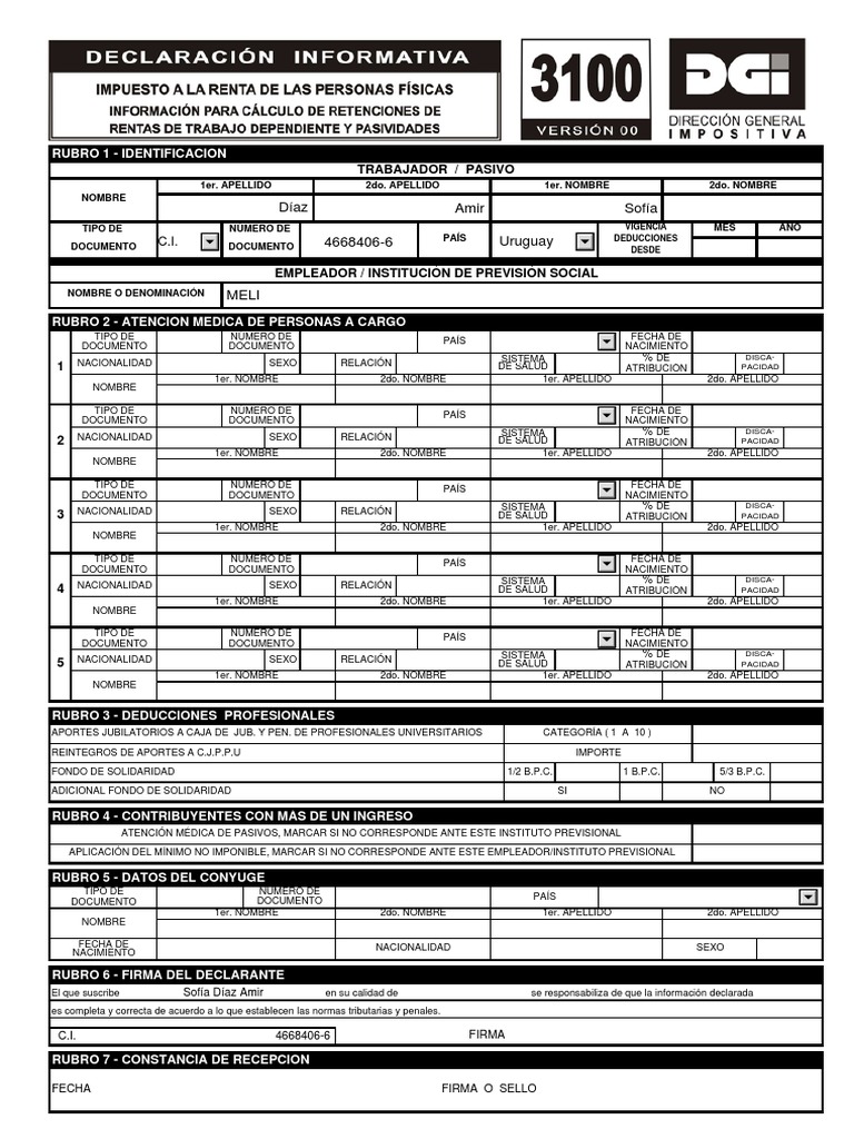 Formulario 3100 DGI | PDF | Derecho