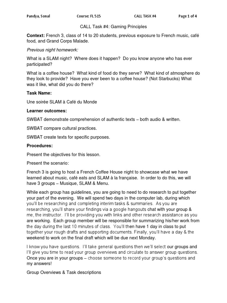 CALL Task 4 - Pandya | PDF