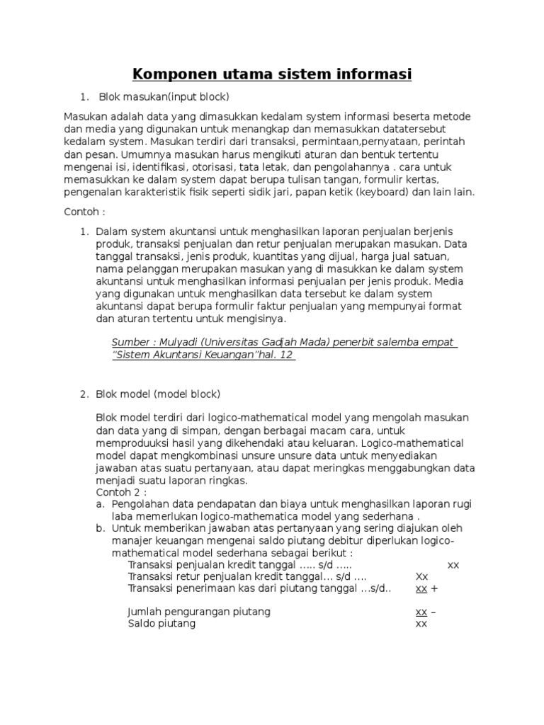 Komponen Utama Sistem Informasi | PDF