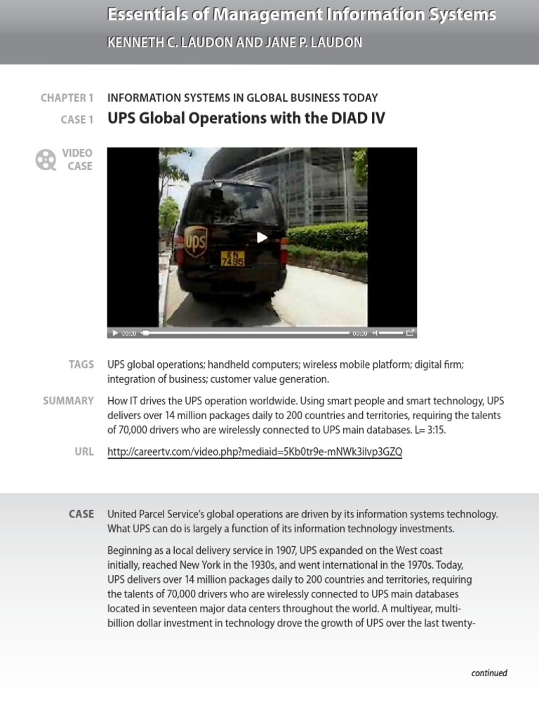 Chapter 1, Case 1 UPS Global Operations With The DIAD IV | PDF | United ...