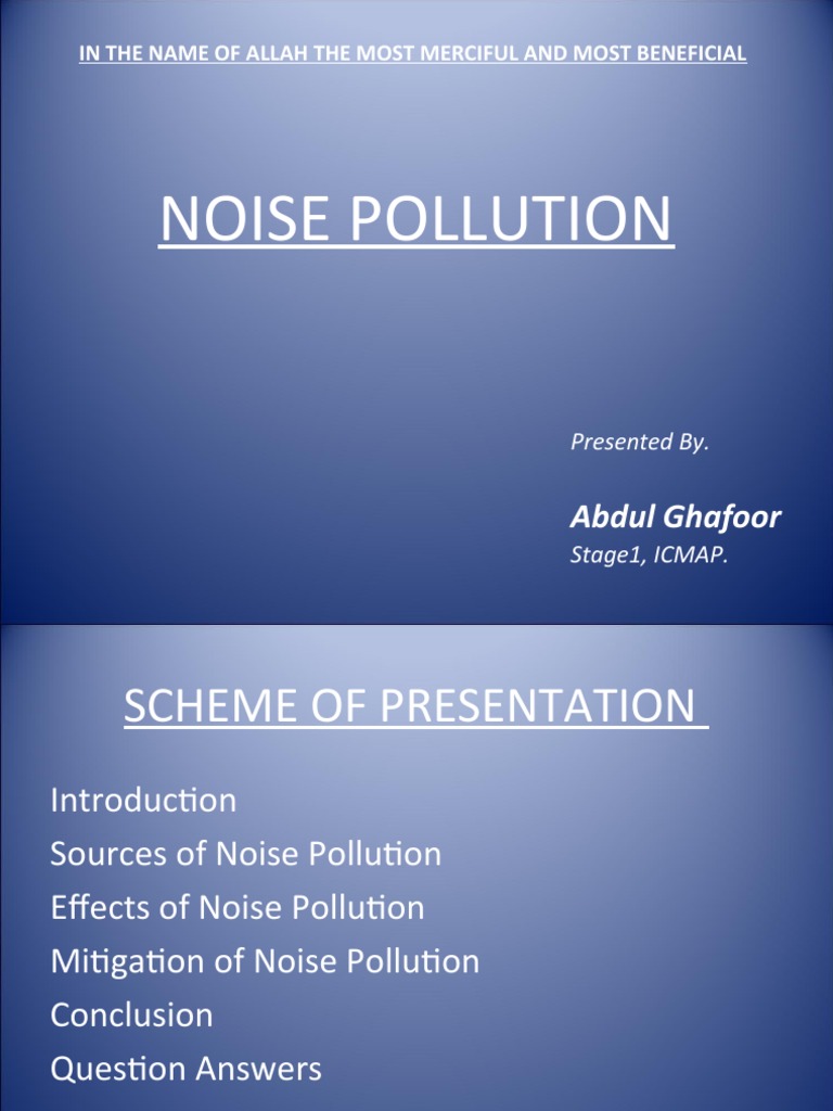 Noise Pollution: Abdul Ghafoor | PDF | Pollution | Sound