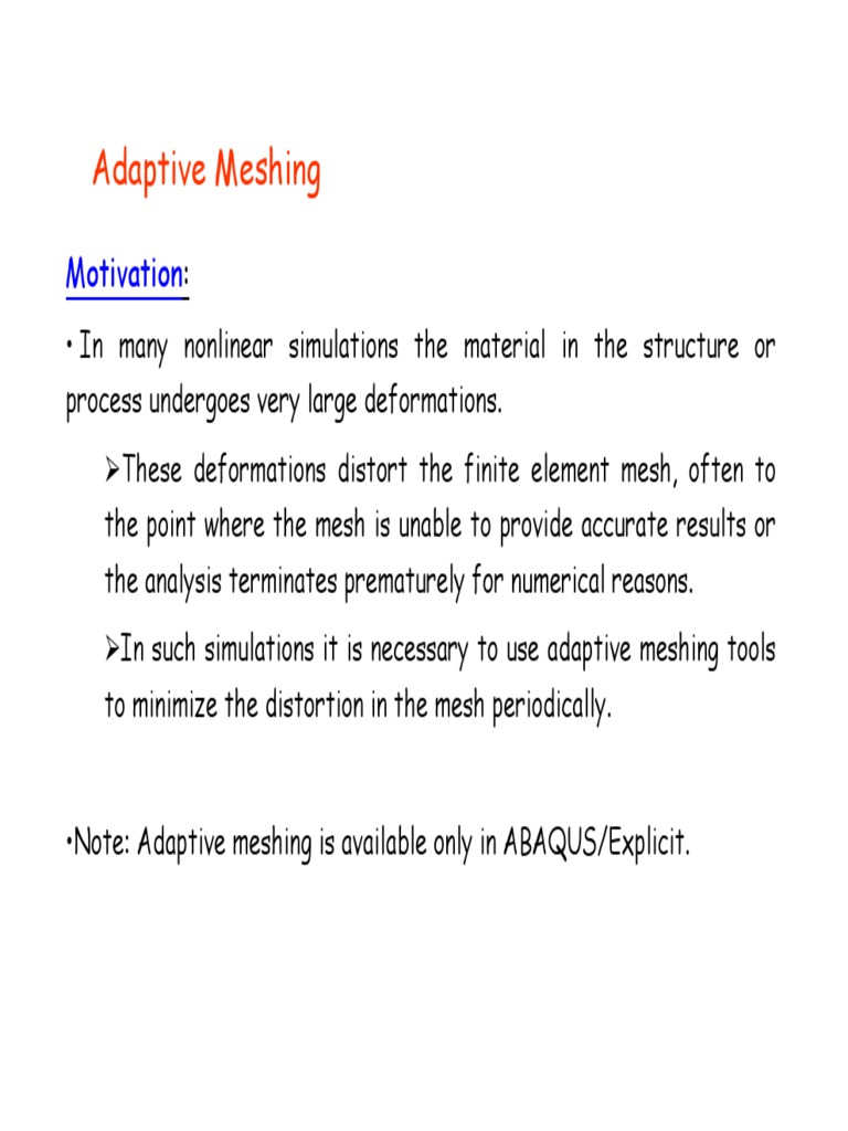 Abaqus Adaptive Meshing | PDF | Continuum Mechanics | Deformation ...