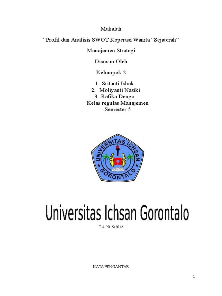 Makalah Analisis SWOT Koperasi Wanita | PDF