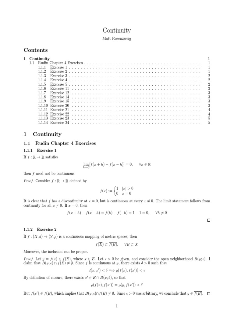 Baby Rudin Chapter 4 | Download Free PDF | Continuous Function ...