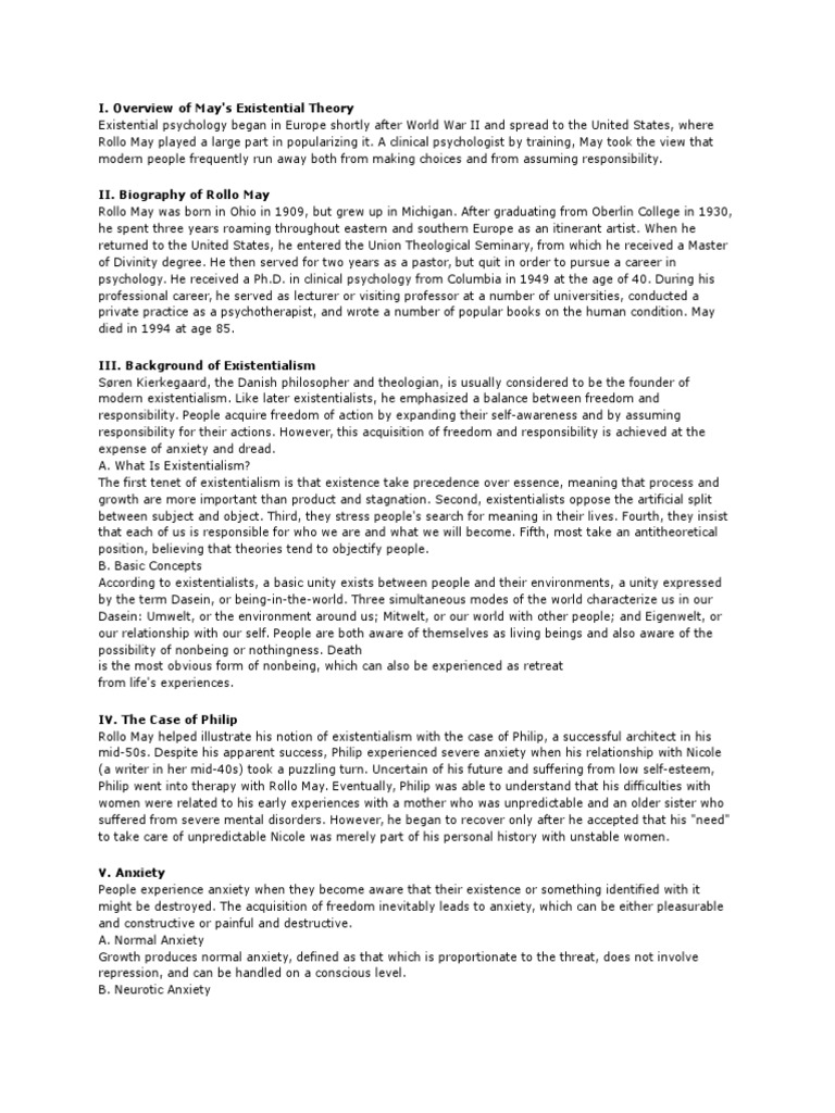 I. Overview of May's Existential Theory | Download Free PDF ...