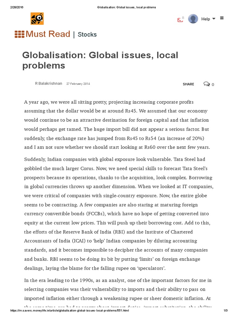 Globalisation - Global Issues, Local Problems | PDF | Reserve Bank Of ...