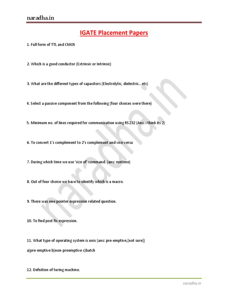 IGATE Placement Papers 4 | PDF | C (Programming Language) | Pointer (Computer Programming)