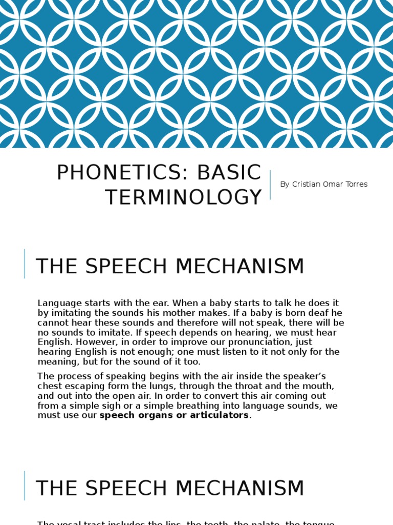 Phonetics: Basic Terminology: by Cristian Omar Torres | PDF | Vowel ...
