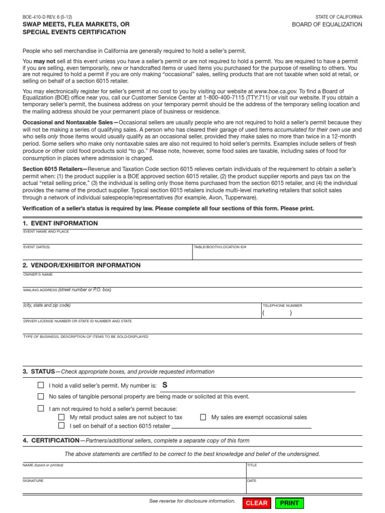 California Seller's Permit Requirements and Temporary Event ...