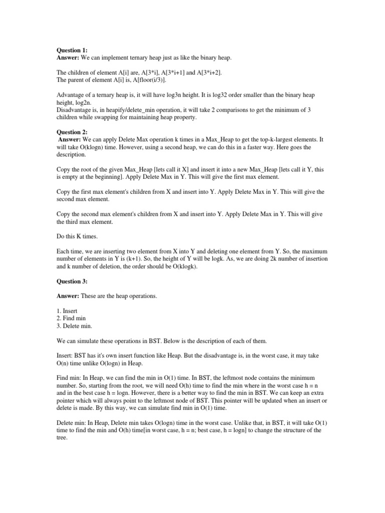 Solution Heap Question | PDF | Areas Of Computer Science | Computer ...