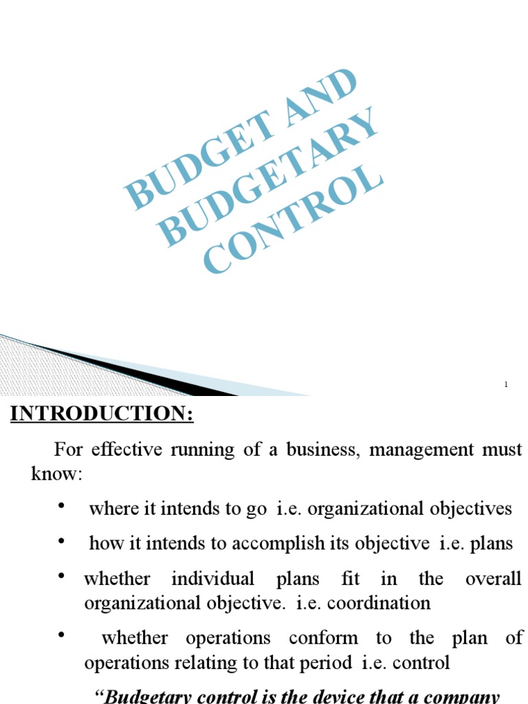 Budget and Budgetary Control | PDF | Cost | Budget