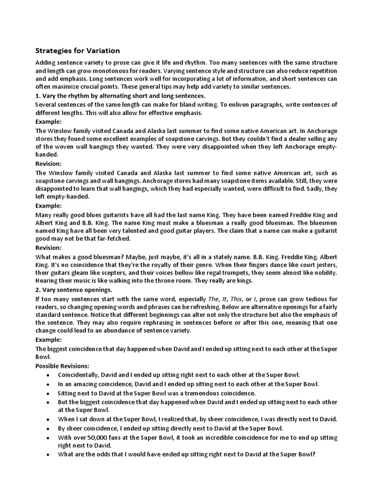 Strategies For Variation PDF | PDF | Sentence (Linguistics) | Phrase