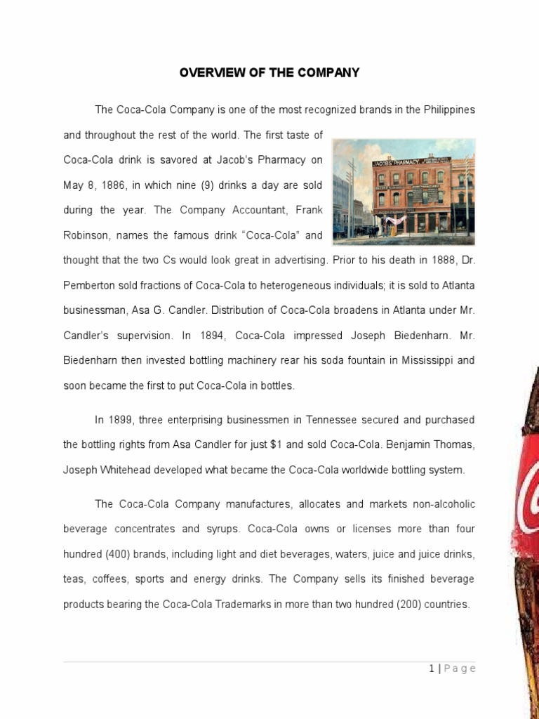 Overview of The Company | Download Free PDF | Coca Cola | The Coca Cola ...