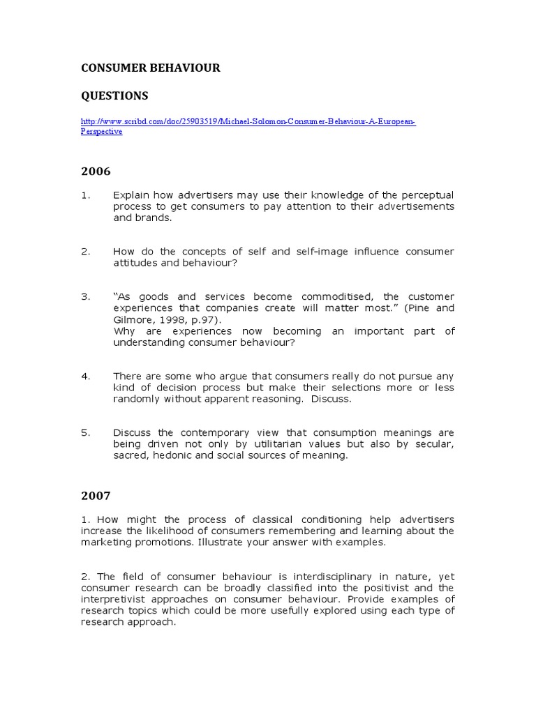 Consumer Behaviour Exam Appraisal | PDF | Consumer Behaviour | Behavior