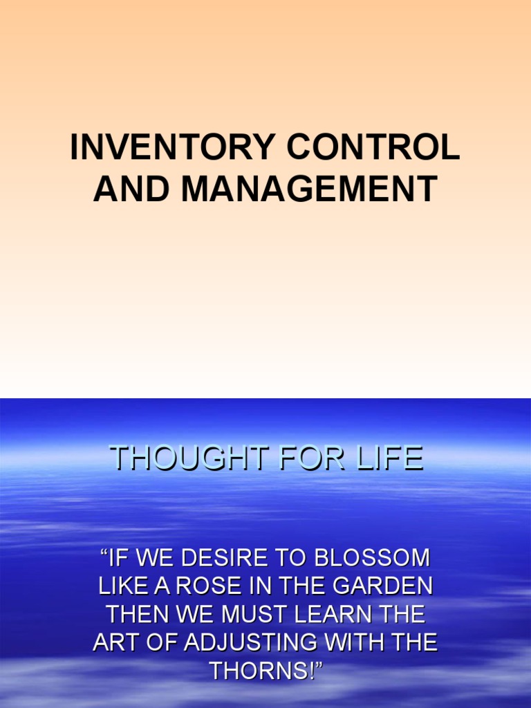 Inventory Control and Management | PDF | Inventory | Economies