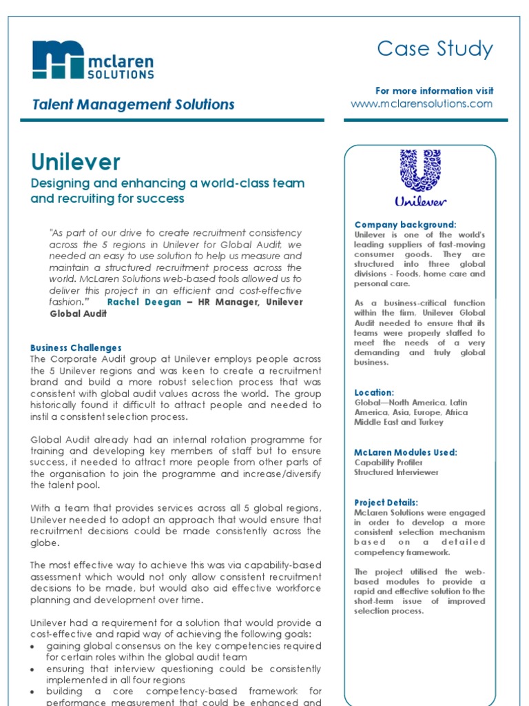 Unilever Case Study | PDF | Competence (Human Resources) | Unilever