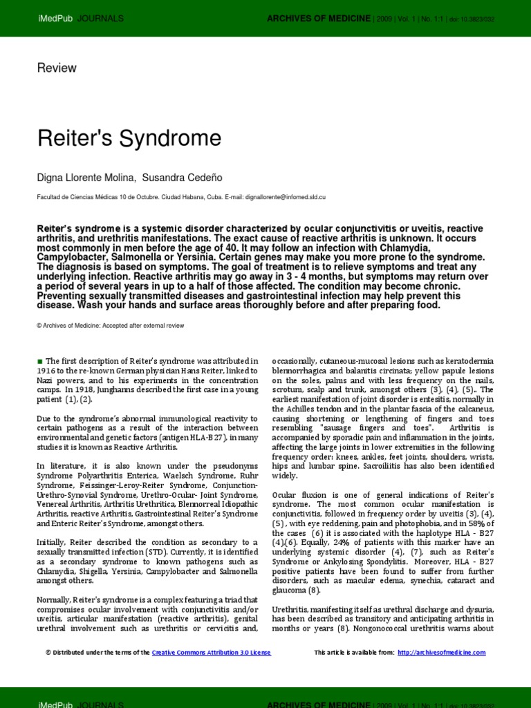 Reiter S Syndrome | PDF | Arthritis | Medical Specialties