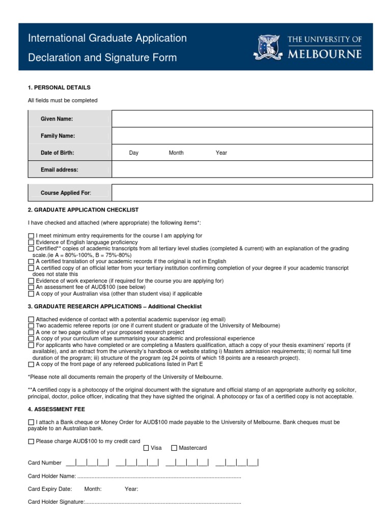 International Graduate Declaration Form | PDF | Postgraduate Education ...