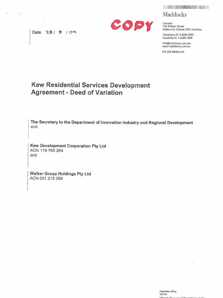 Kew Residential Services Deed Variation | PDF | Power Of Attorney ...