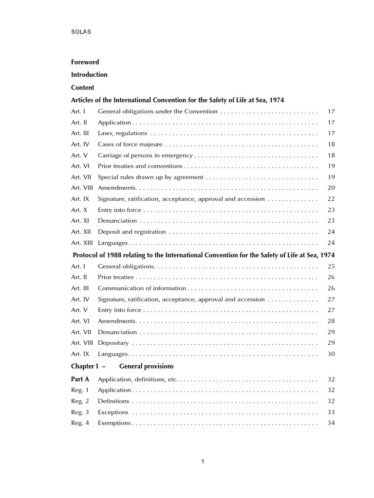 SOLAS: International Convention for the Safety of Life at Sea | PDF ...