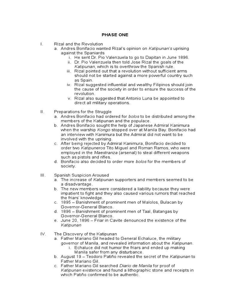 Bonifacio's Katipunan Uprising Overview | PDF | Wars Of Independence ...