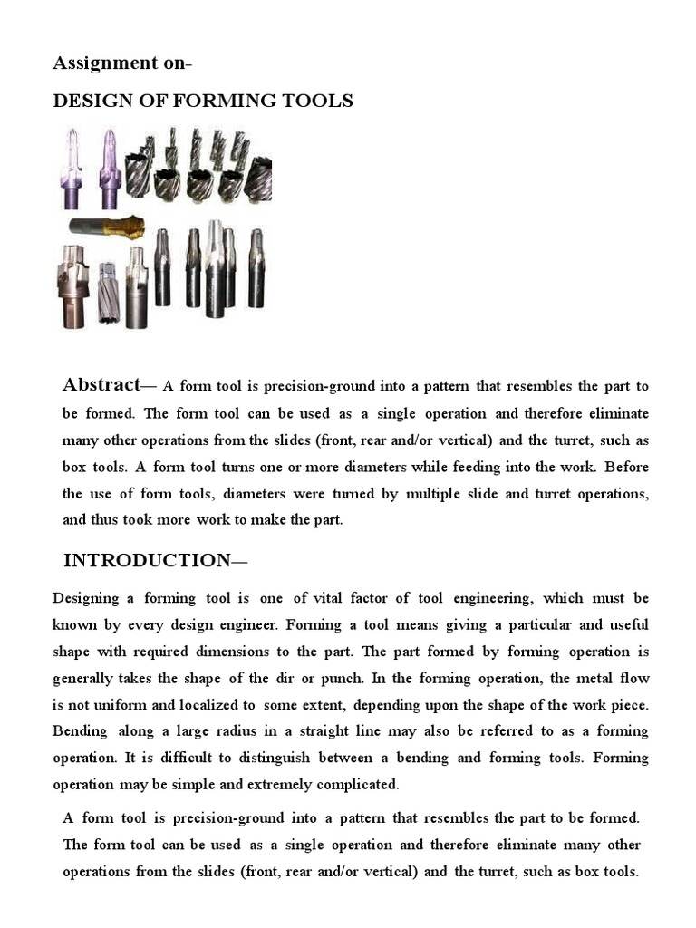 Form Tool Design PROCEDURES | PDF | Wear | Stress (Mechanics)