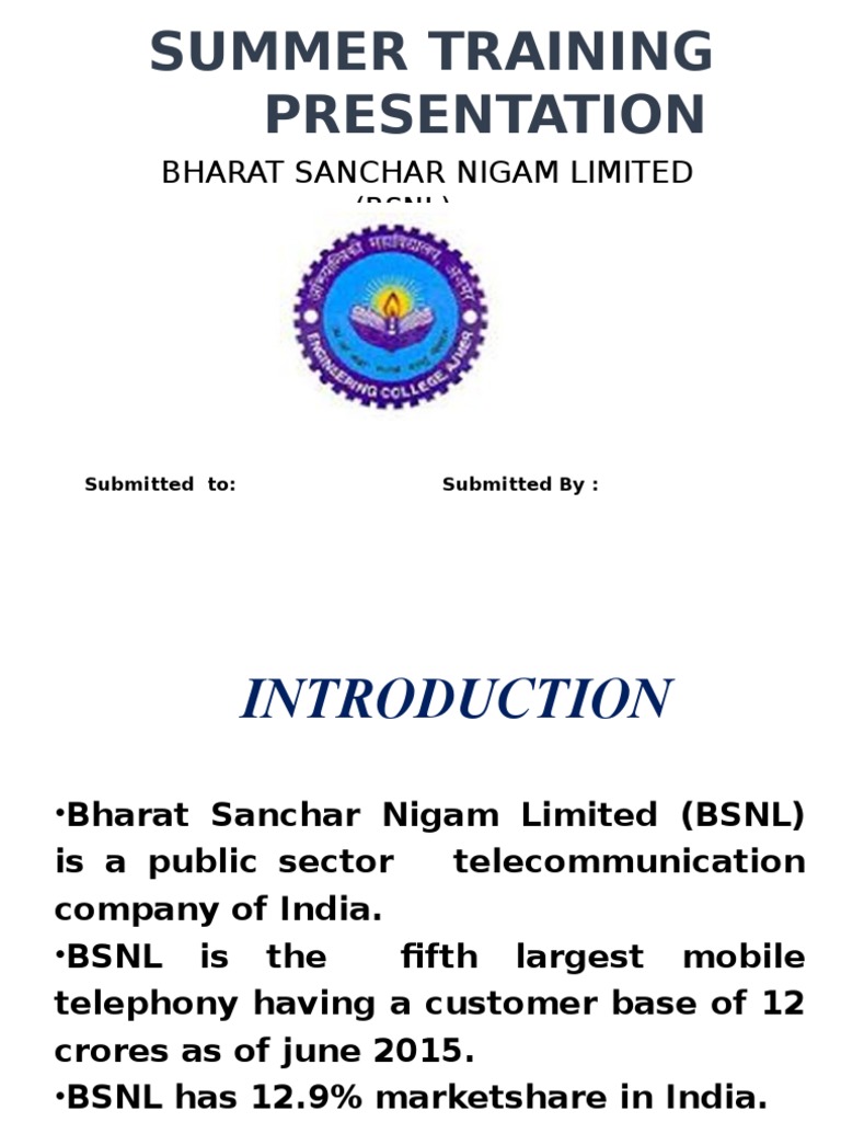 BSNL Summer Training | PDF | Multiplexing | Signal (Electrical Engineering)