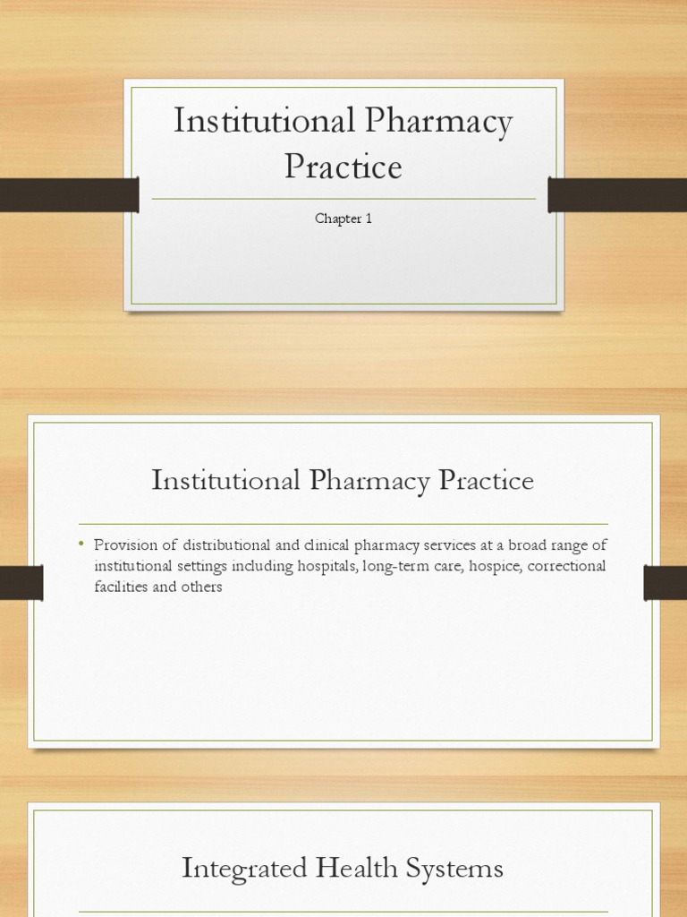 Institutional Pharmacy Practice | Hospital | Patient
