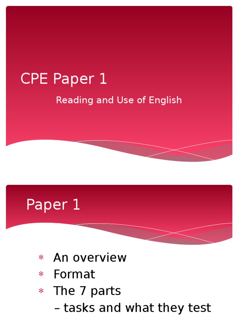 CPE Paper 1: Reading and Use of English | PDF