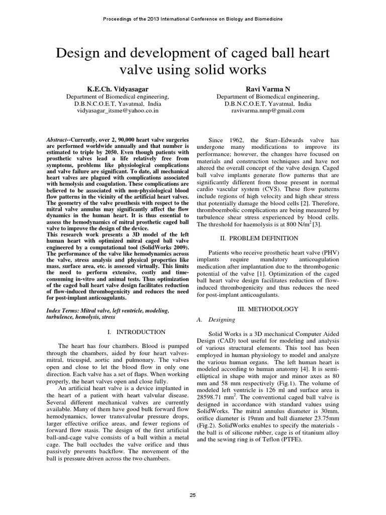 Design and Development of Caged Ball Heart Valve Using Solid Works ...