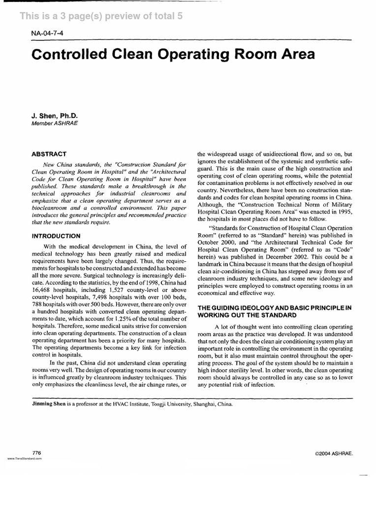 Controled Clean Operating Room Area | PDF | Hvac | Air Conditioning