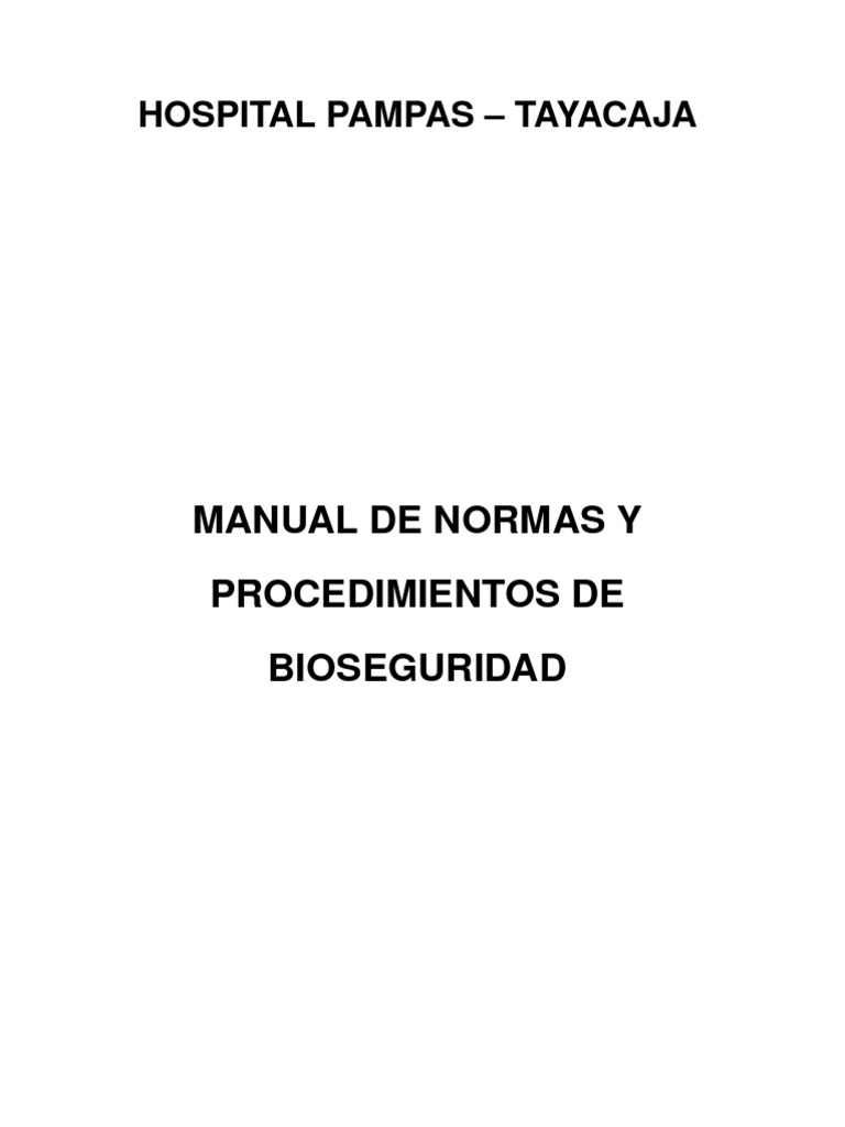 Manual de Normas y Procedimientos de Bioseguridad | PDF | Infección | Lavado de manos