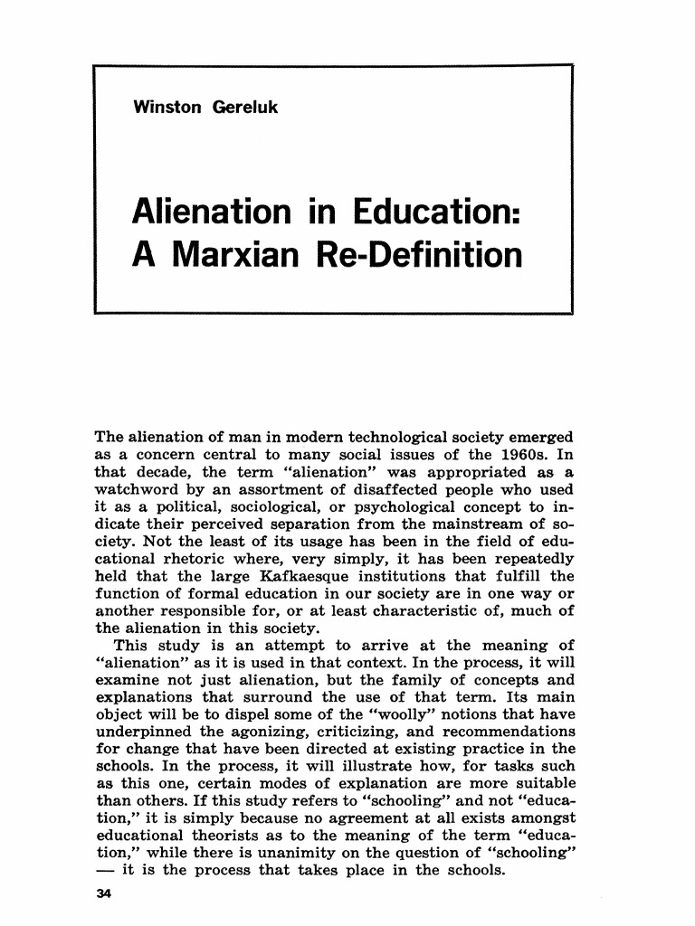 Alienation in Education | PDF | Marx's Theory Of Alienation | Social ...