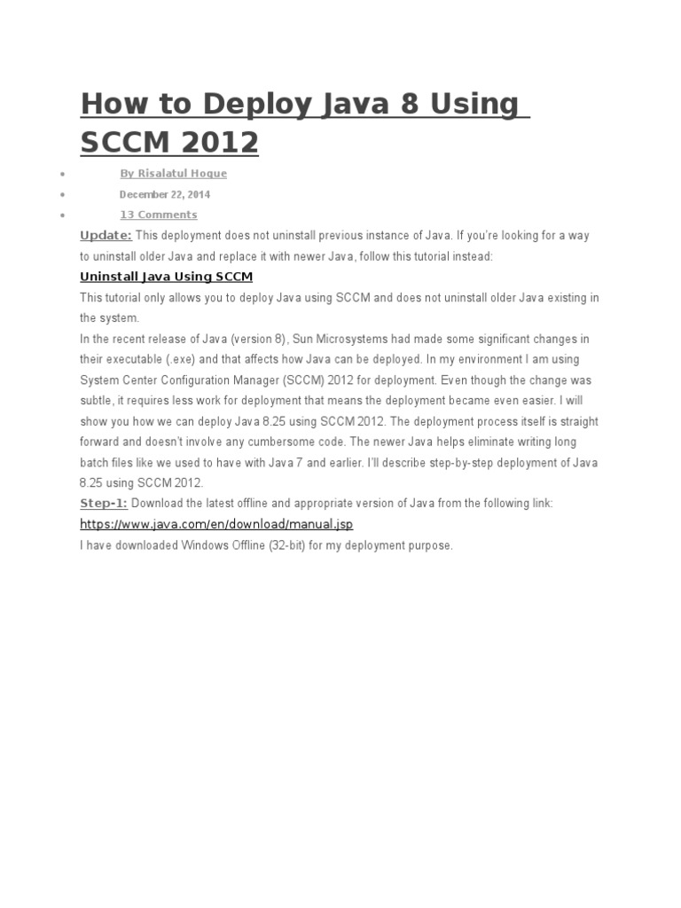 How To Deploy Java 8 Using Sccm 2012 Pdf Java Programming Language Computer File 6929