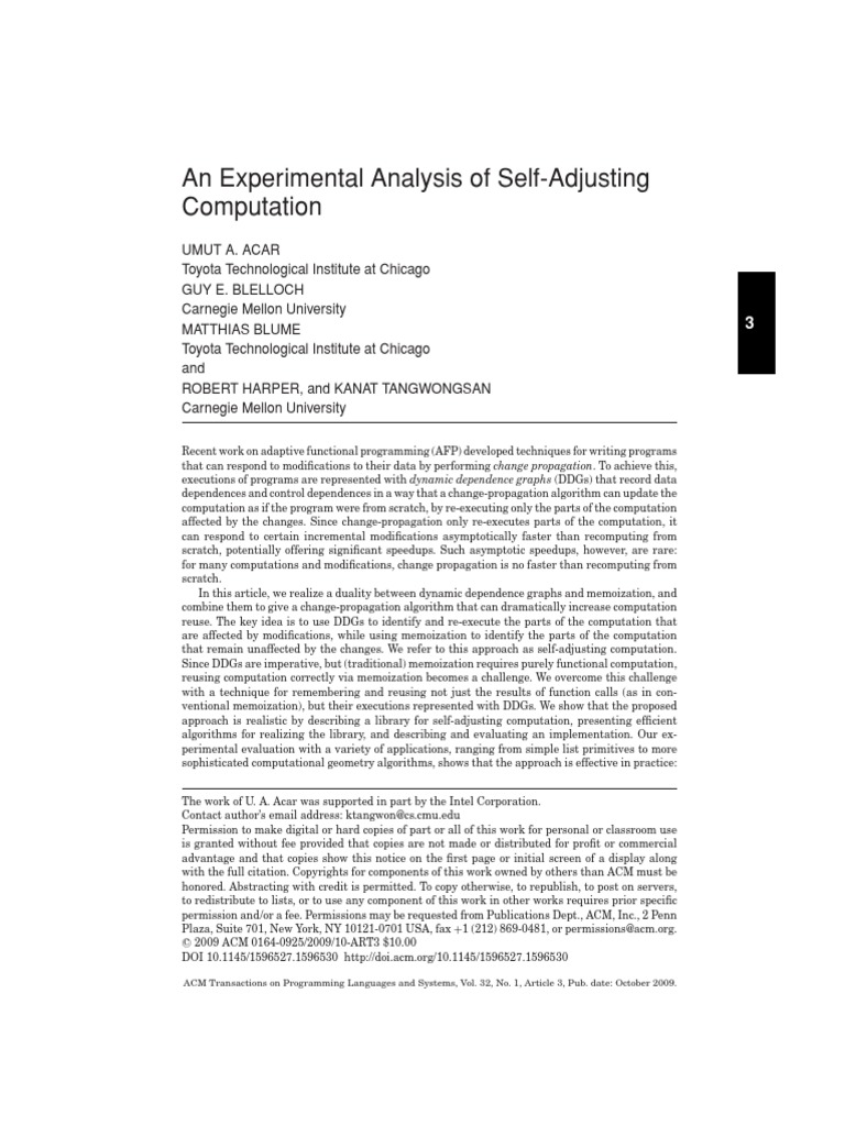 An Experimental Analysis of Self-Adjusting Computation | PDF | Subroutine | Algorithms