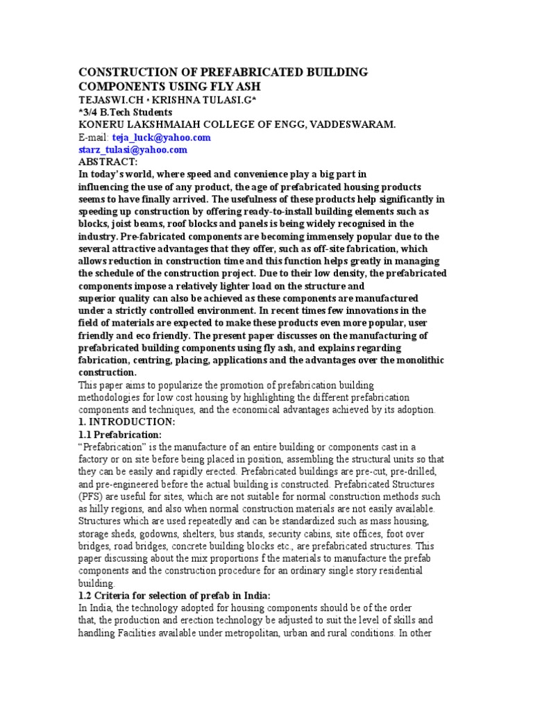 Construction of Prefabricated Building | PDF | Fly Ash | Precast Concrete