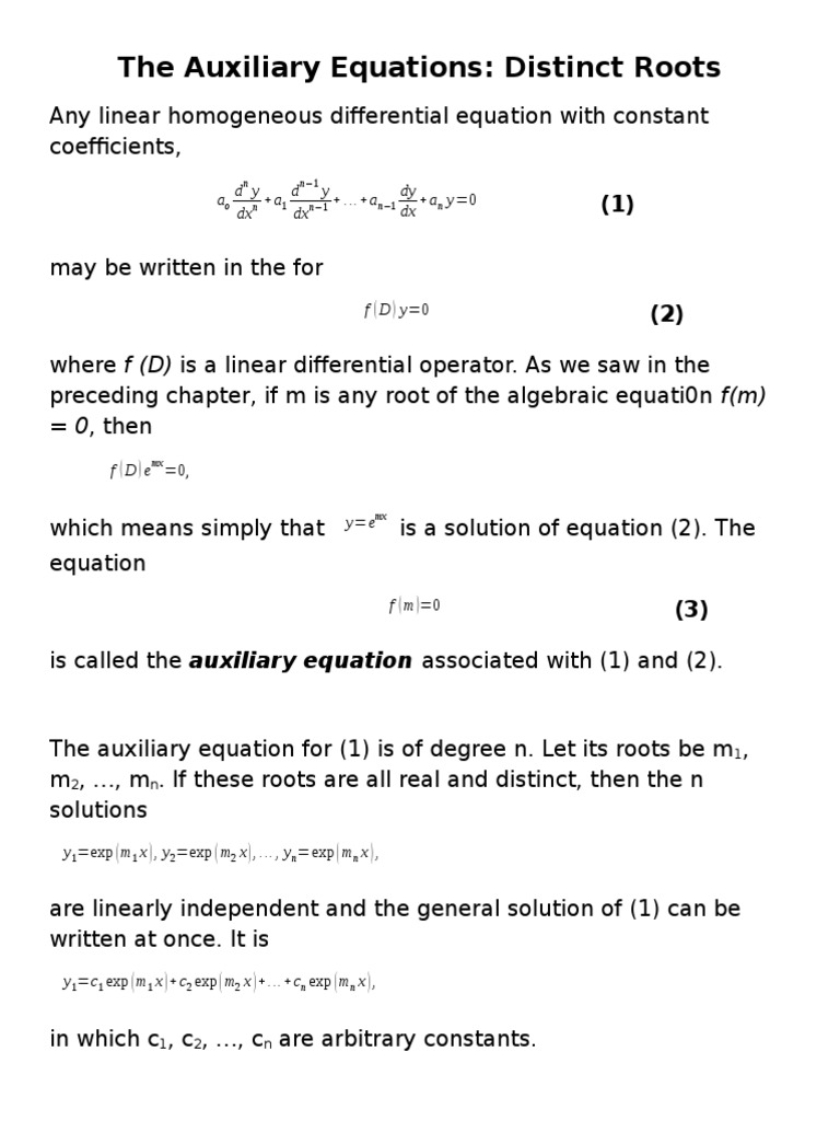 The Auxiliary Equations | PDF