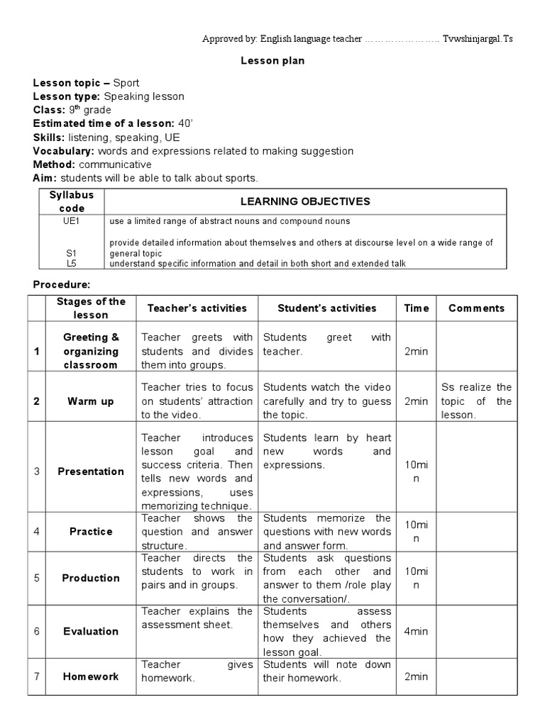 Lesson Plan | PDF | Foreign Language Studies