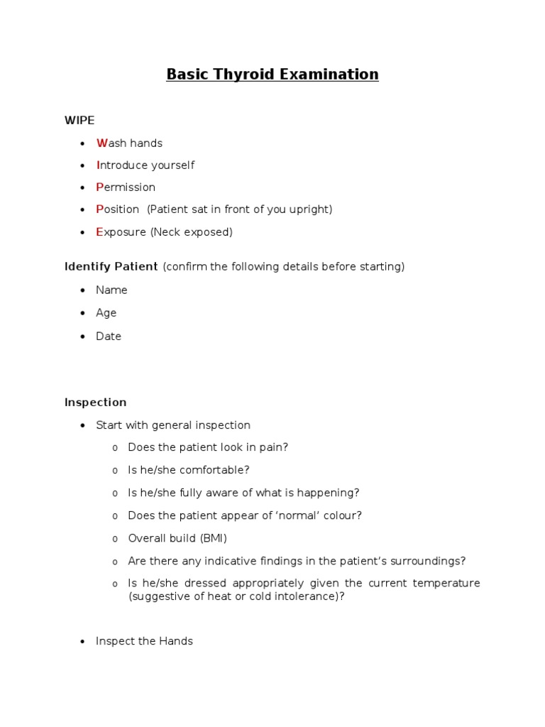 Basic Thyroid Examination | PDF | Thyroid | Hyperthyroidism