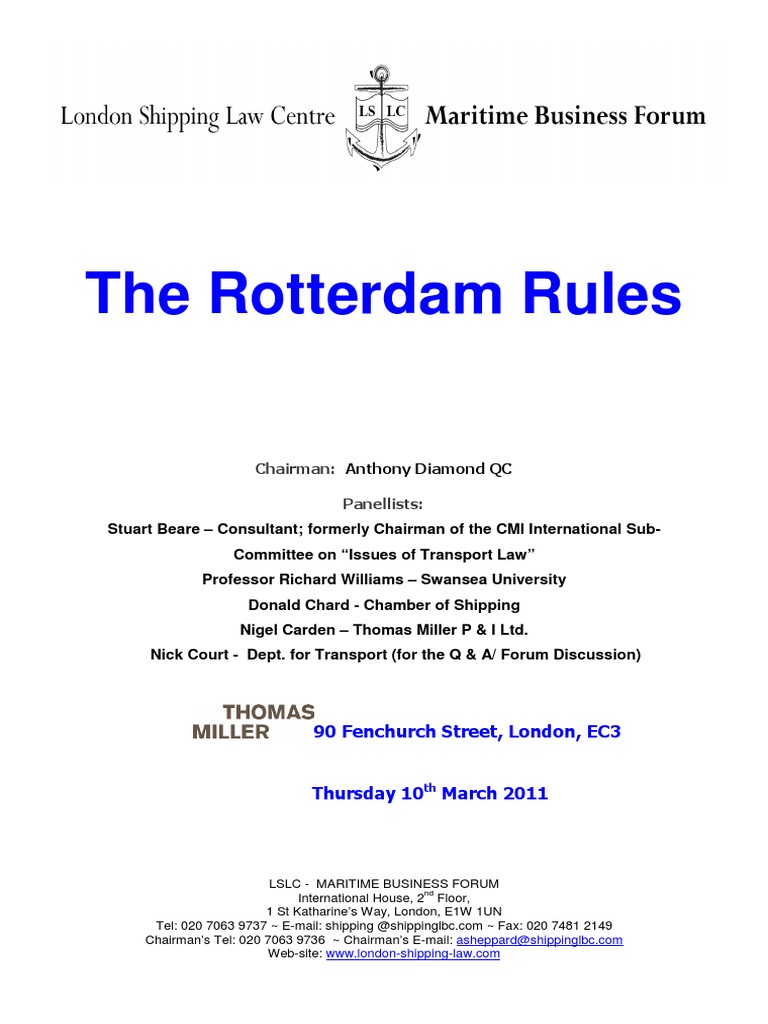 rotterdam_rules.pdf | Common Carrier | Arbitration