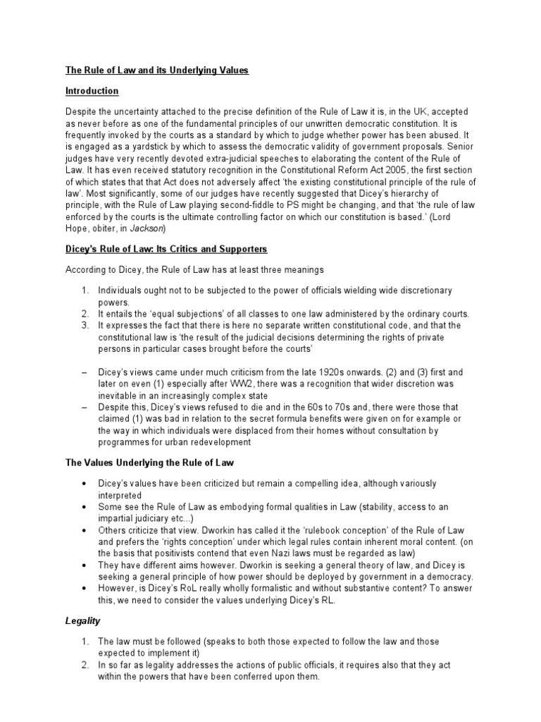 Understanding the Rule of Law Values | PDF | Rule Of Law | Constitution