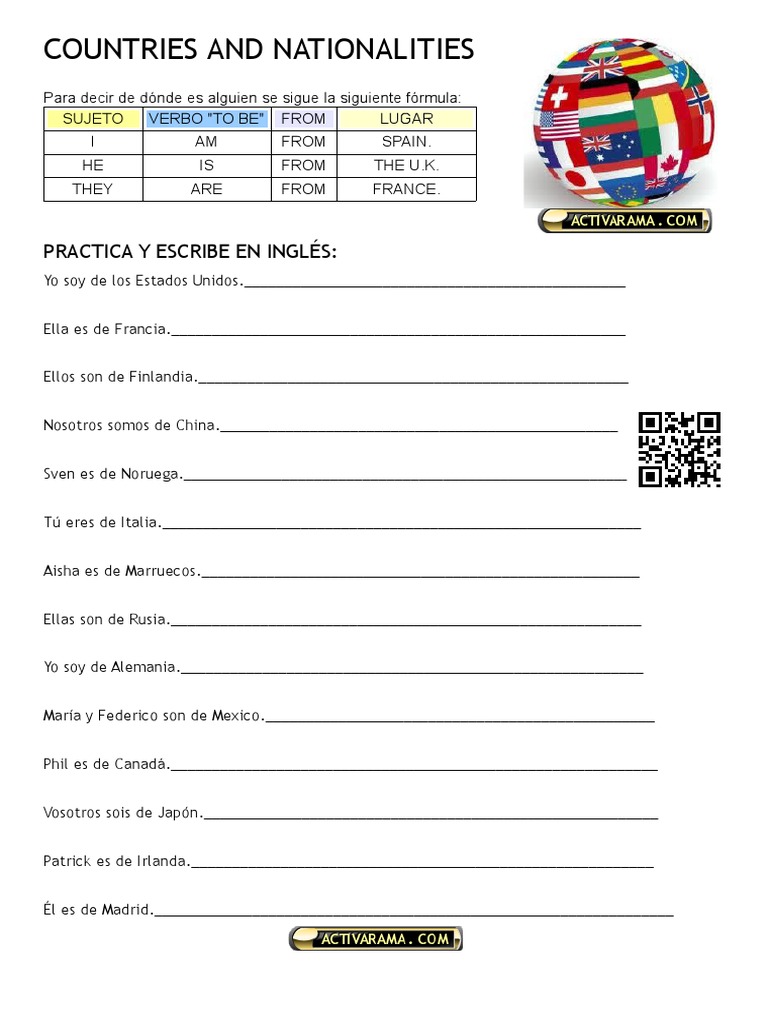 Ejercicios de países y nacionalidades | PDF | Relaciones personales ...