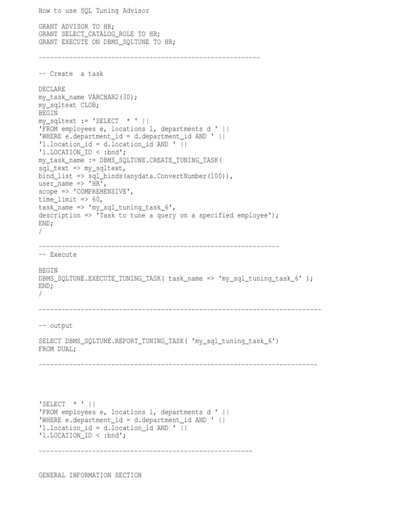 How To Use SQL Tuning Advisor | PDF | Database Index | Sql